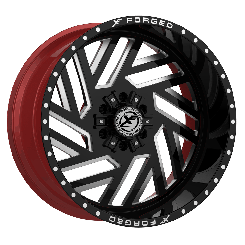 XF Offroad Forged XFX-304 Gloss Black and Milled with Red Inner ...